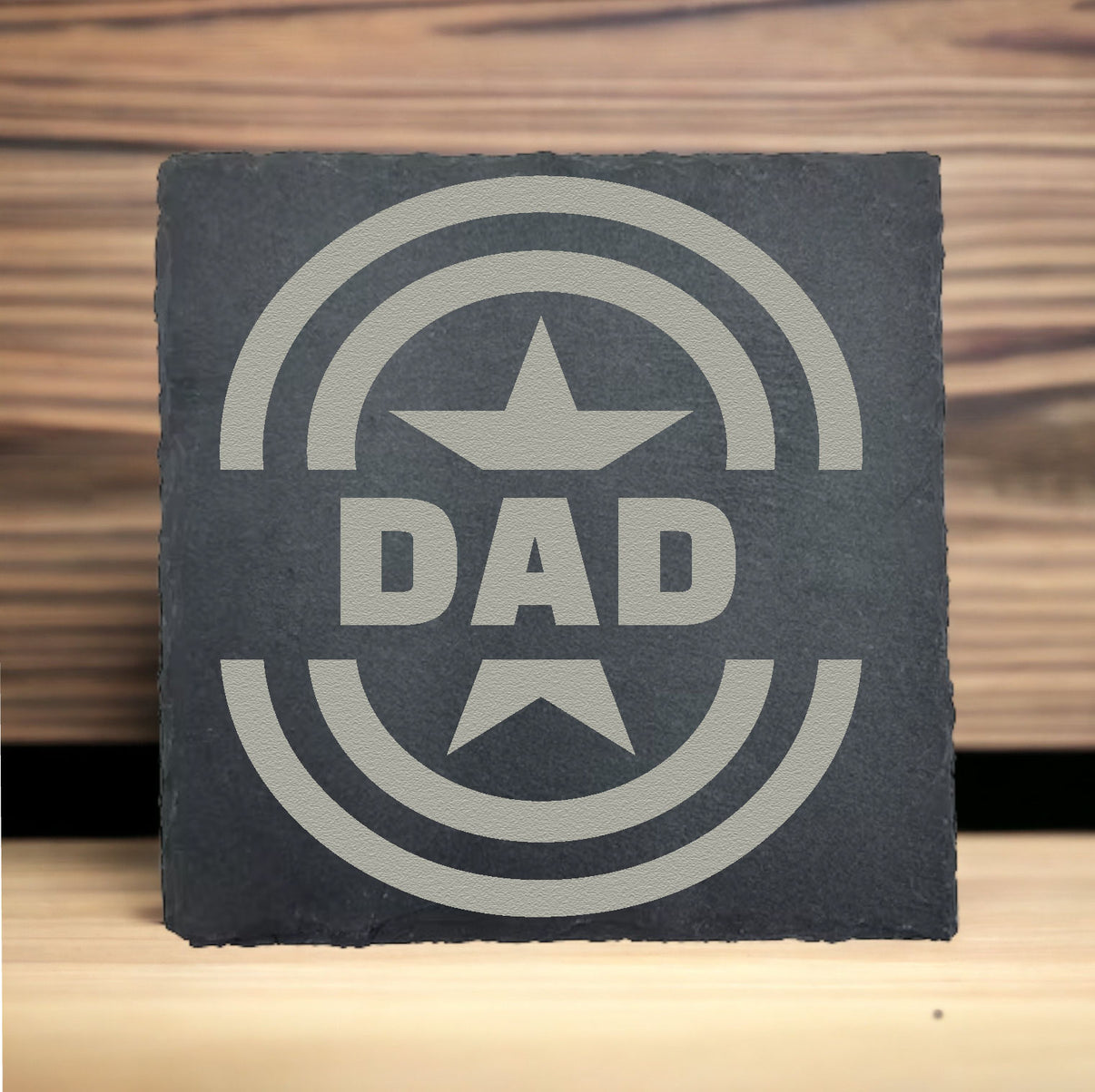 Dad Shield Slate Coaster – Lasers and Wood Custom Creations