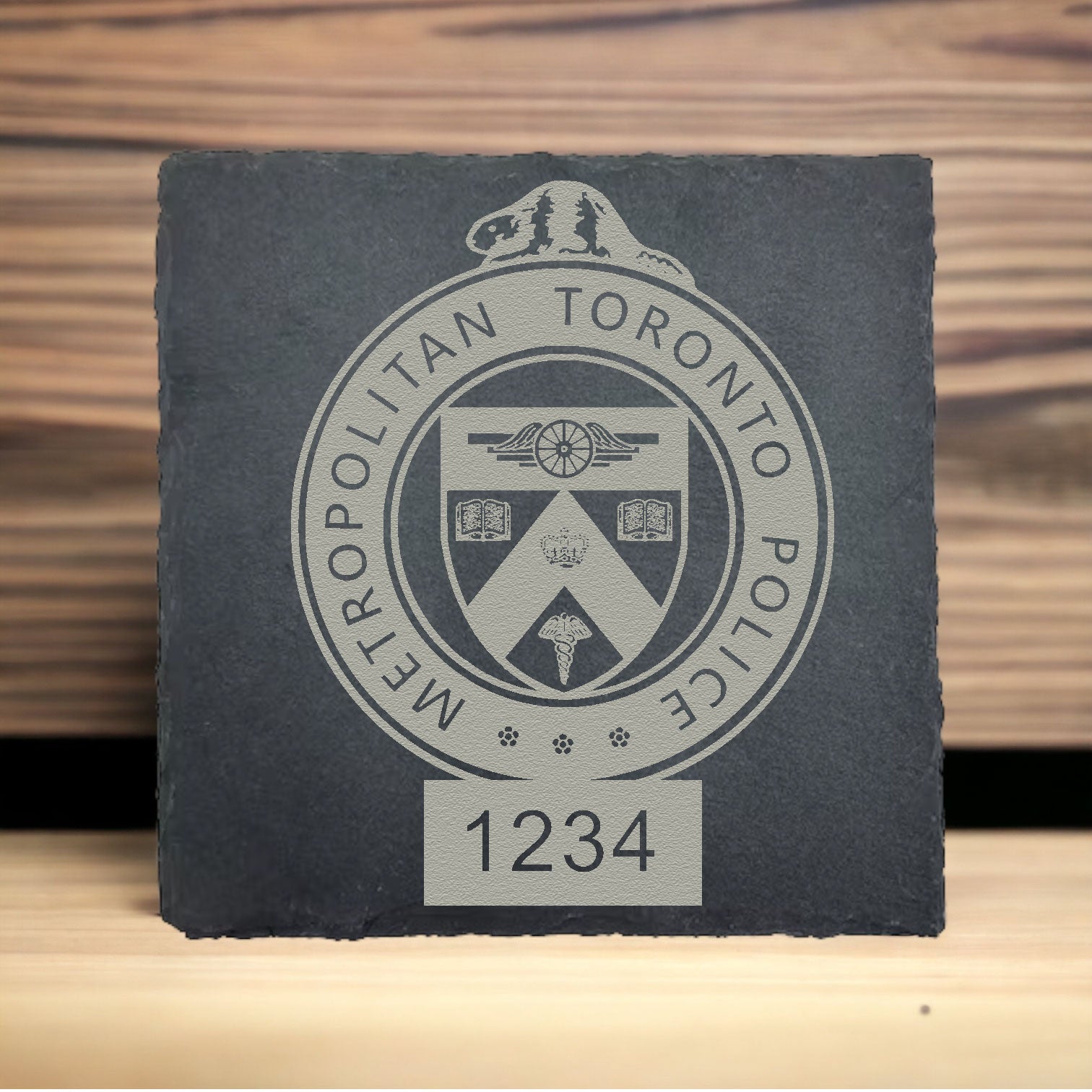Metro Toronto Police Slate Coaster – Lasers and Wood Custom Creations